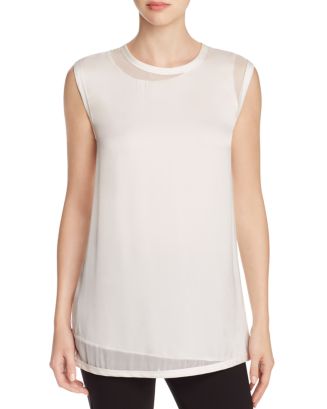 DKNY Stretch Silk Sheer Panel Top | Bloomingdale's