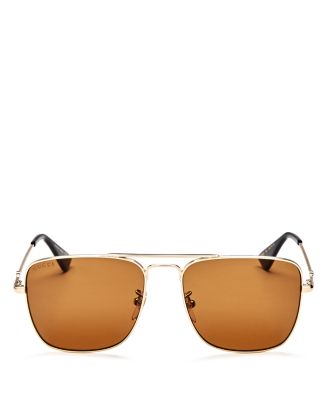 Gucci Men's Caravan Brow Bar Square Sunglasses, 55mm | Bloomingdale's