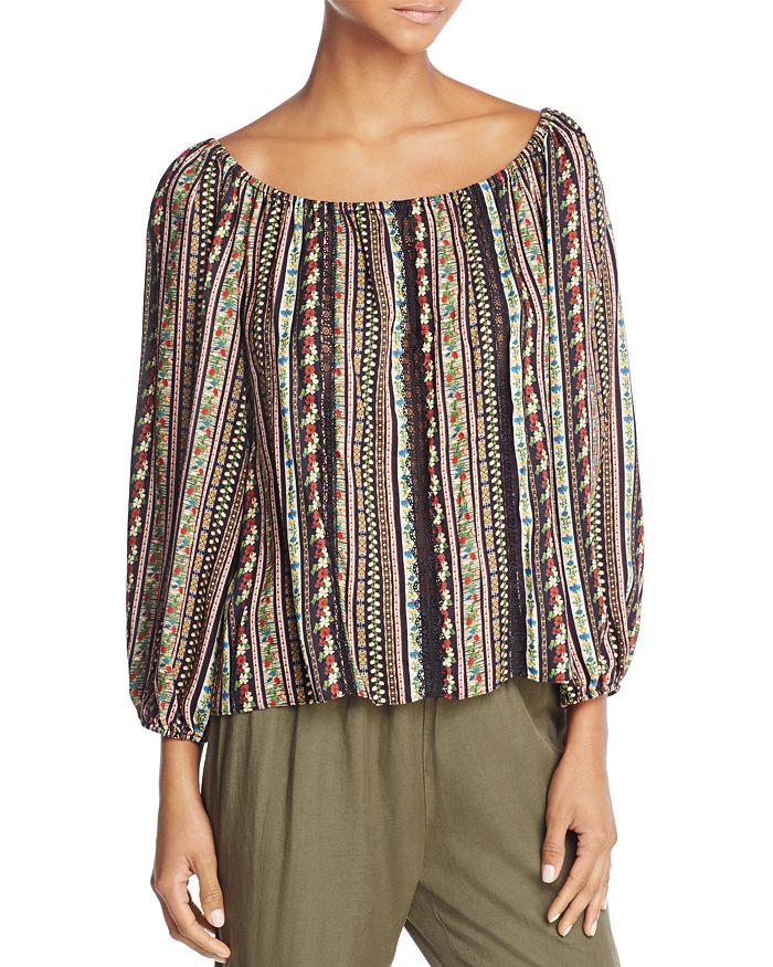 Alice and Olivia Alice + Olivia Saydee Combo Lace Peasant Blouse ...