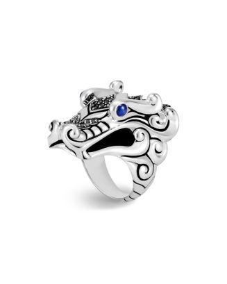 JOHN HARDY Sterling Silver Naga Ring with Black Sapphire, Black Spinel ...