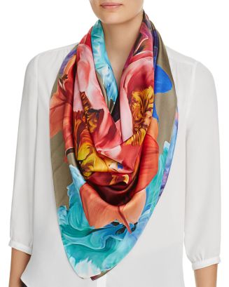Echo Painterly Floral Silk Scarf | Bloomingdale's