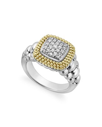 LAGOS 18K Gold and Sterling Silver Diamond Lux Square Ring | Bloomingdale's