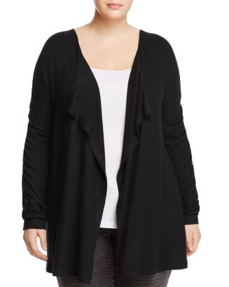 B Collection by Bobeau Curvy Delanie Ruched Sleeve Open Front Cardigan ...