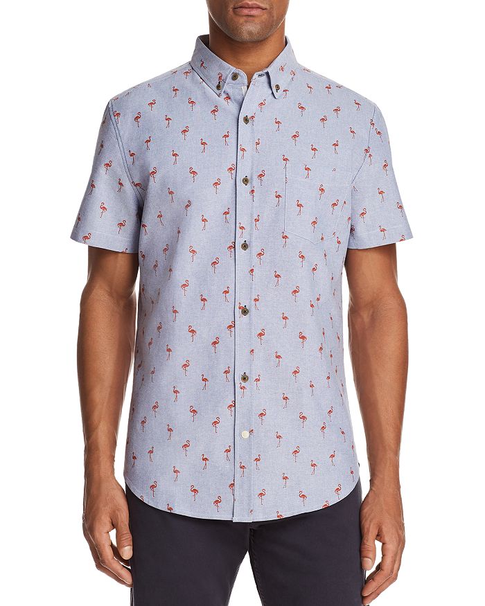 Sovereign Code Crystal Cove Flamingo Short Sleeve Button-Down Shirt ...