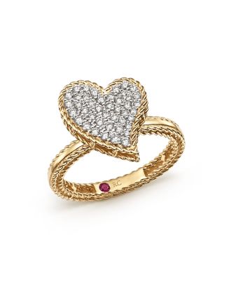 Roberto Coin 18K Yellow Gold Tiny Treasures Diamond Heart Ring ...