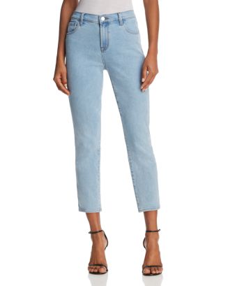 J Brand Ruby High-Rise Cropped Straight Jeans in Silvery | Bloomingdale's