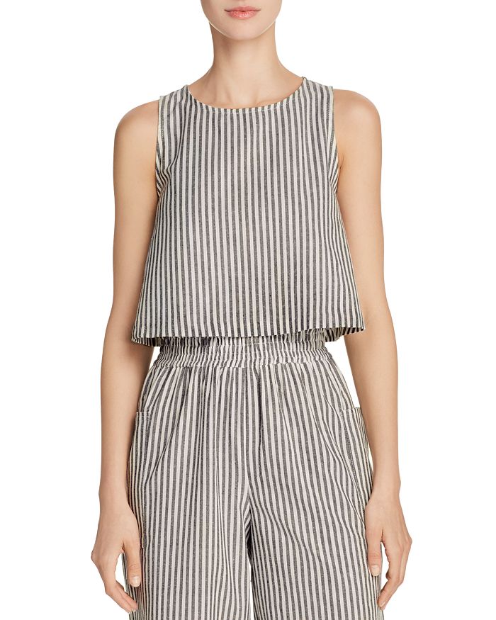 AQUA Striped Cropped Tank - 100% Exclusive | Bloomingdale's
