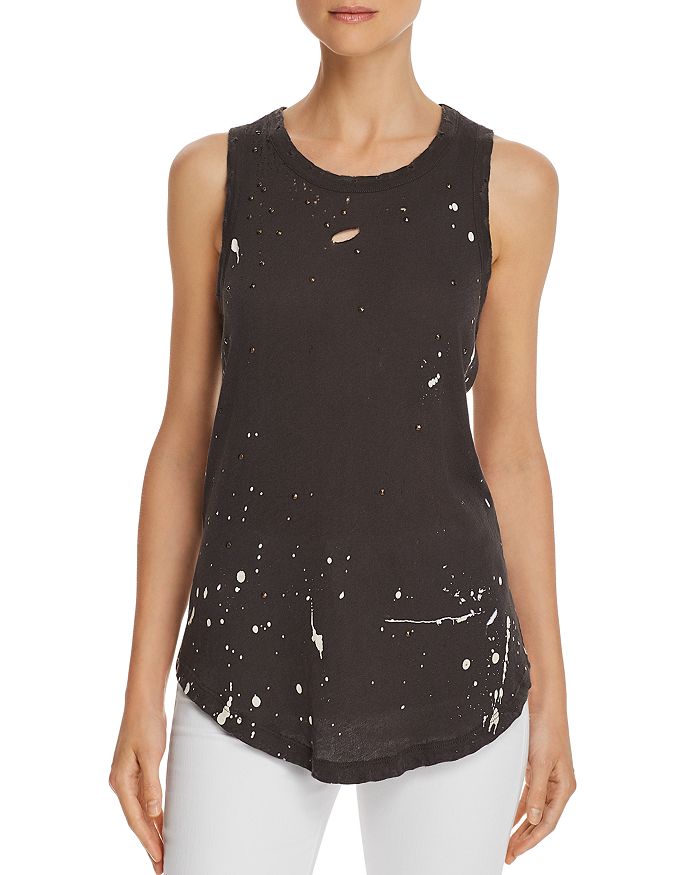 CHASER Distressed Splatter Print Muscle Tank | Bloomingdale's