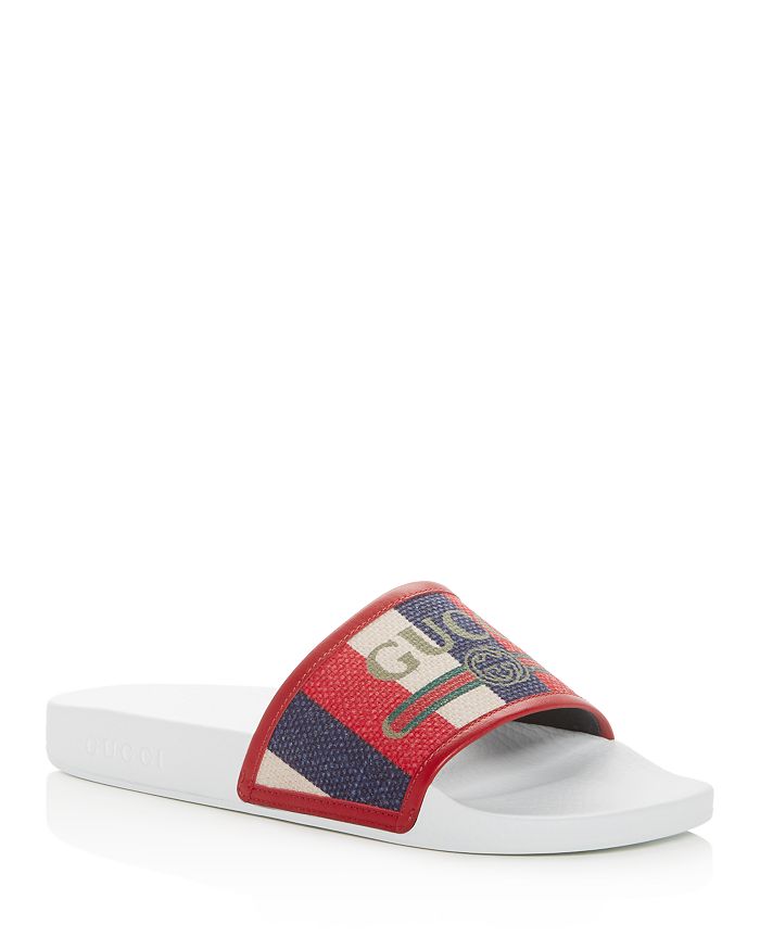 Gucci Men's Striped Slide Sandals | Bloomingdale's