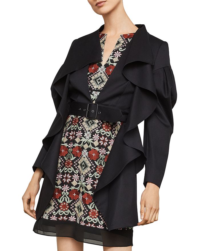 BCBGMAXAZRIA Ruffled High/Low Trench Jacket | Bloomingdale's