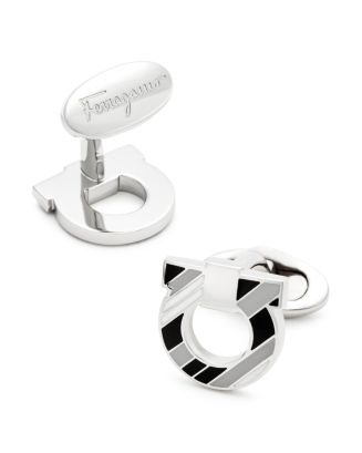 Salvatore Ferragamo Gancini Striped Enamel Cufflinks | Bloomingdale's