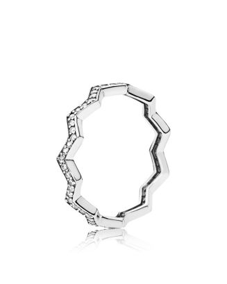 Pandora Shimmering Zigzag Sterling Silver & Cubic Zirconia Ring ...