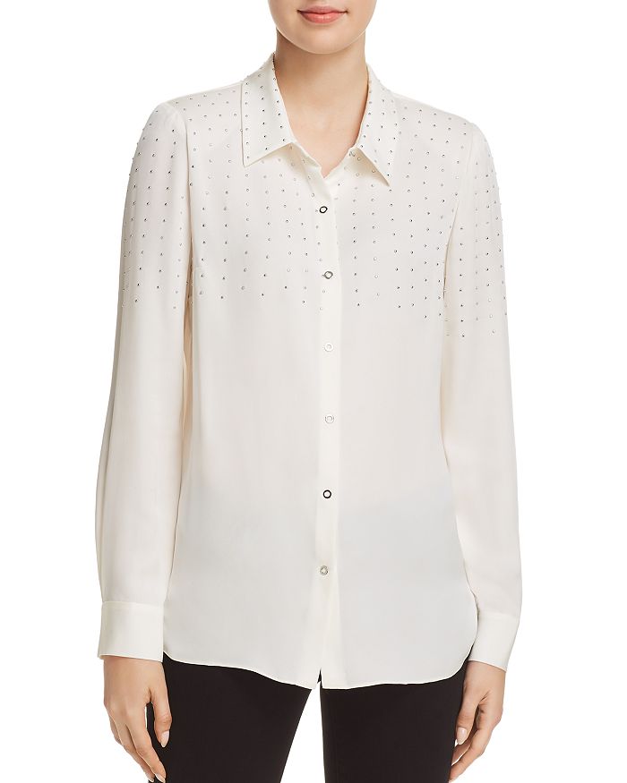 Elie Tahari Macklyn Studded Snap-Front Blouse | Bloomingdale's