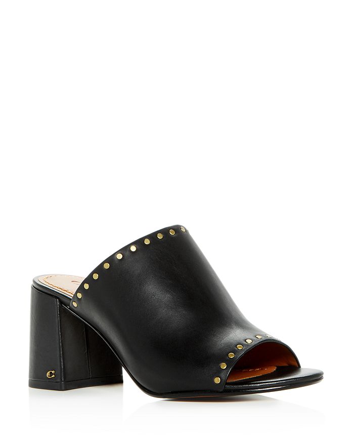 COACH Women's Alexis Leather Block-Heel Slide Sandals | Bloomingdale's