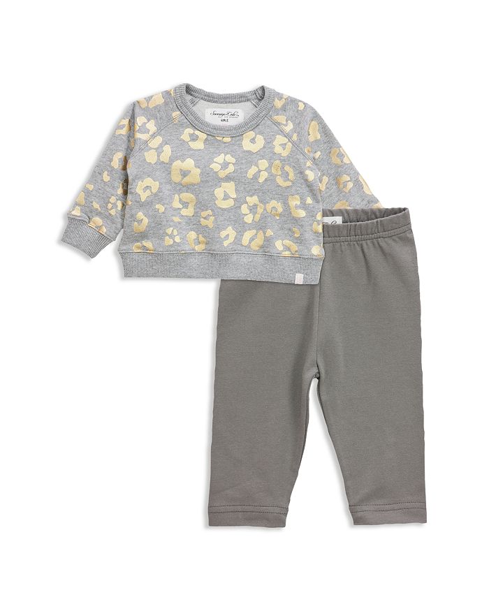 Sovereign Code Girls' Metallic Leopard-Print Sweatshirt & Leggings Set ...