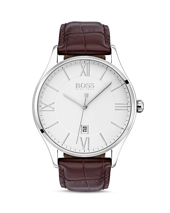 BOSS Hugo Boss HUGO by Hugo Boss Governor Brown Croc-Embossed Leather ...