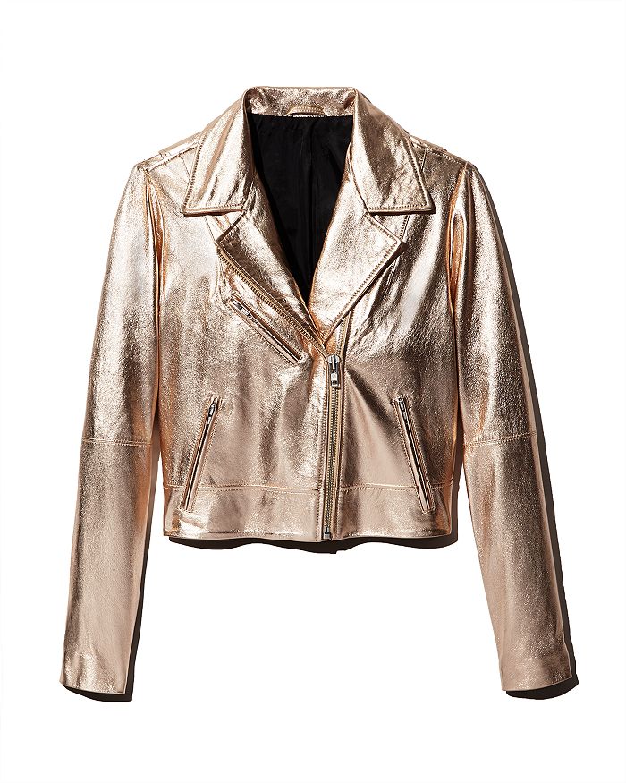 AQUA Metallic Leather Moto Jacket - 100% Exclusive | Bloomingdale's