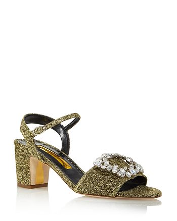Rupert Sanderson Women's Opal Metallic Block Heel Sandals | Bloomingdale's