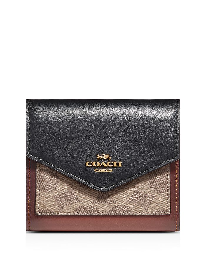 COACH Small Signature Coated Canvas Color-Block Wallet | Bloomingdale's
