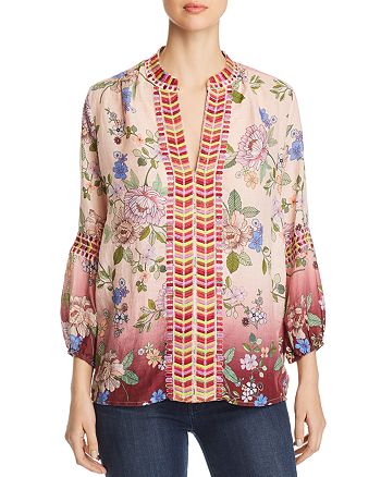 Johnny Was Paris Floral-Print Linen Top | Bloomingdale's
