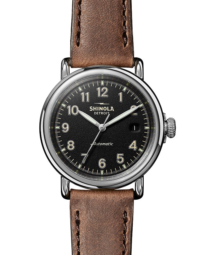 Shinola The Runwell Brown Leather Strap Automatic Watch, 39.5mm ...