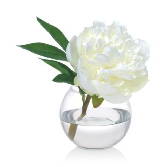 Diane James Home Peony Faux Floral Arrangement in Glass Vase ...