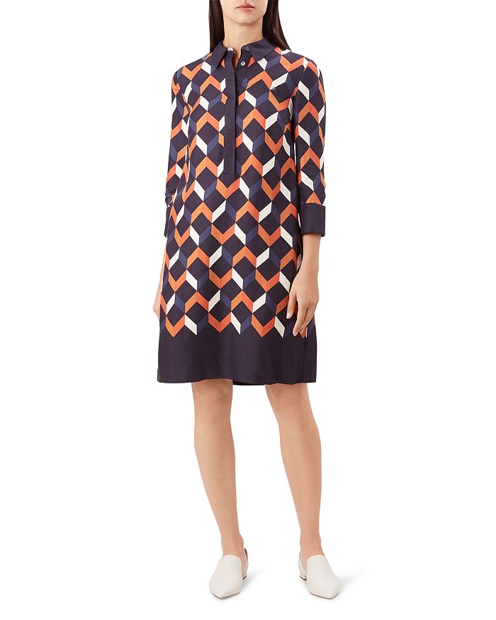 HOBBS LONDON Aubery Geometric Print Shirt Dress | Bloomingdale's