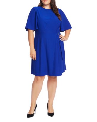 VINCE CAMUTO Plus Rumpled Satin Flutter-Sleeve Dress | Bloomingdale's