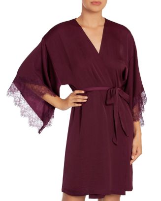 Midnight Bakery Rose Noir Satin Wrap Robe | Bloomingdale's