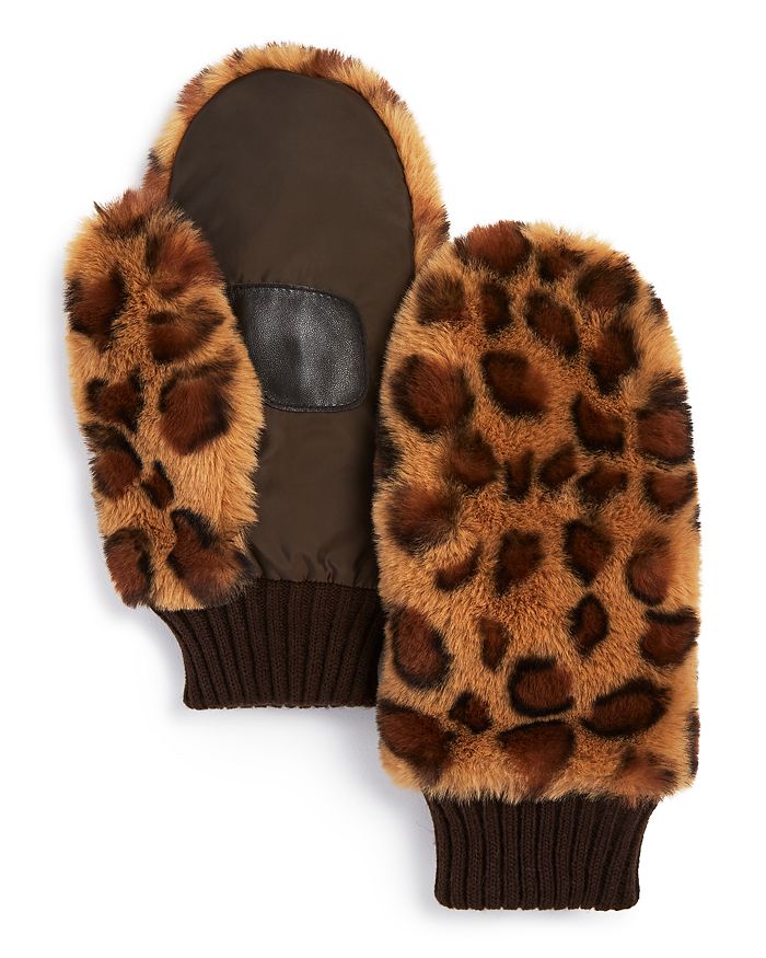 Echo Leopard Print Faux-Fur Tech Mittens | Bloomingdale's