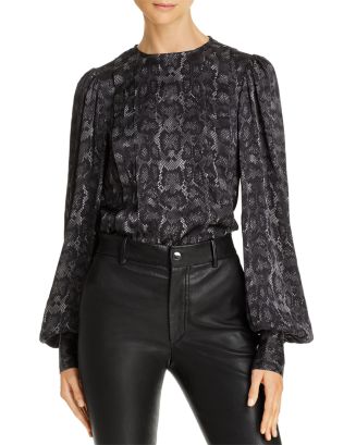 Anine Bing Renee Silk-Blend Python Print Blouse | Bloomingdale's