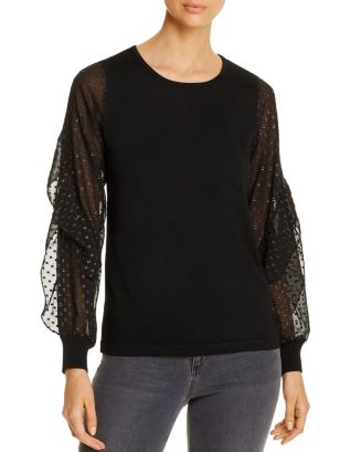 Design History Sheer-Sleeve Sweater | Bloomingdale's