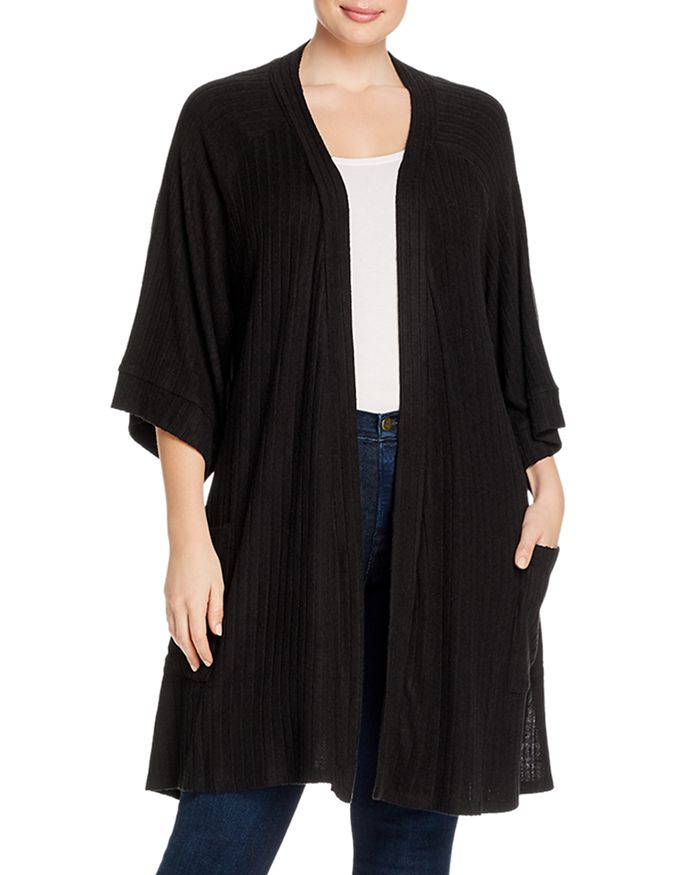 B Collection by Bobeau Curvy Effet Ribbed-Knit Cardigan | Bloomingdale's