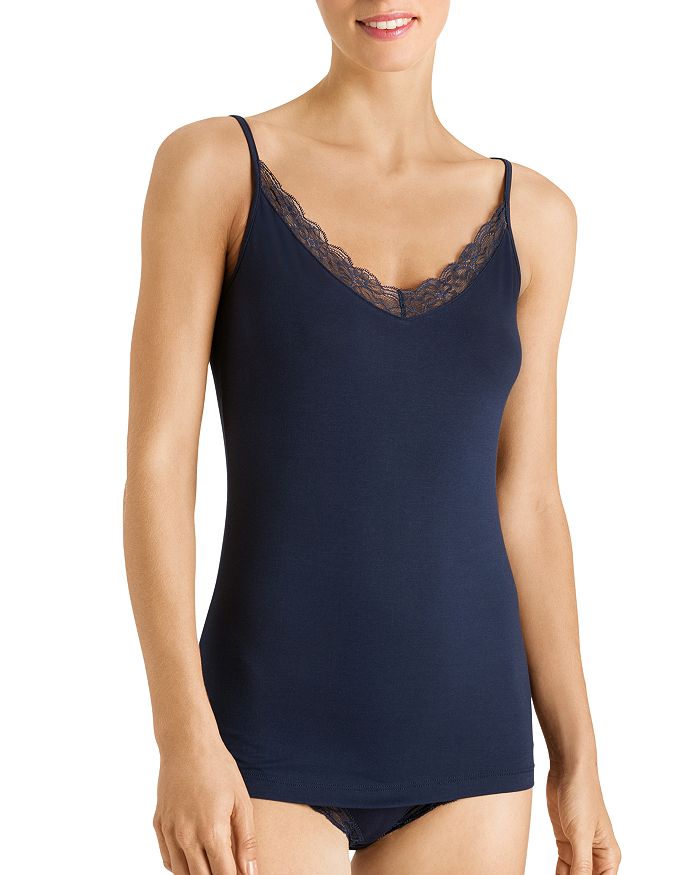 Hanro Cotton-Blend Lace Spaghetti Camisole | Bloomingdale's