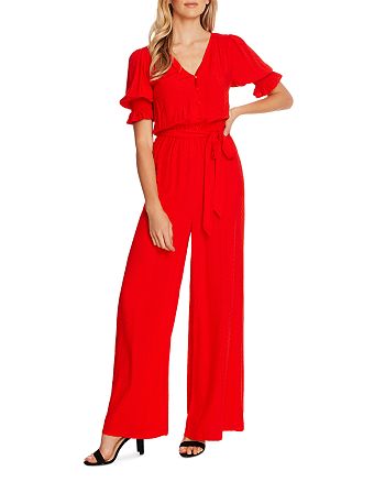 CeCe Smocked Dot-Jacquard Jumpsuit | Bloomingdale's