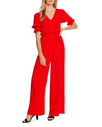 CeCe Smocked Dot-Jacquard Jumpsuit | Bloomingdale's