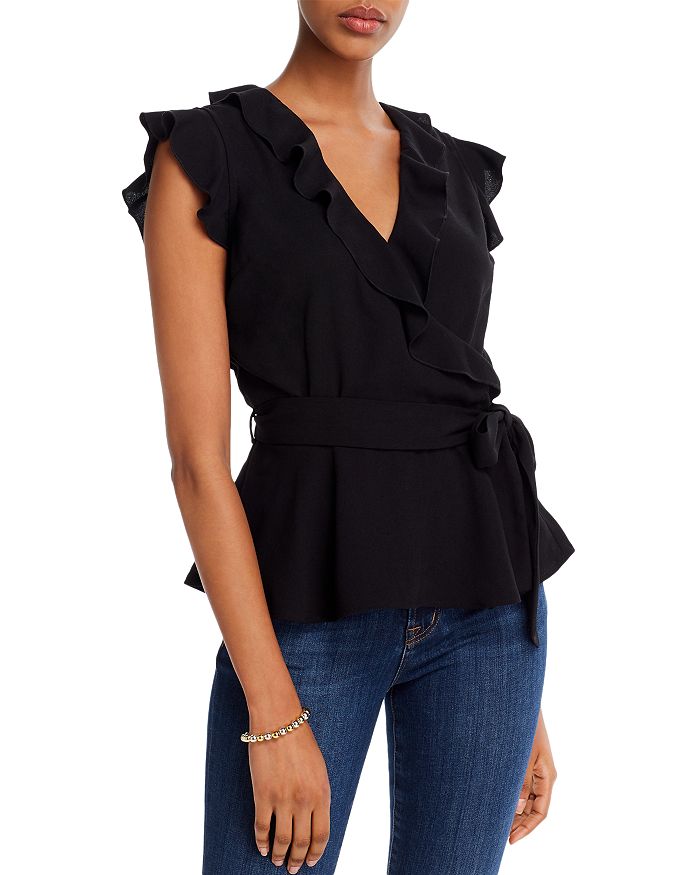 AQUA Ruffled Wrap Top - 100% Exclusive | Bloomingdale's