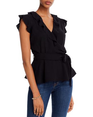AQUA Ruffled Wrap Top - 100% Exclusive | Bloomingdale's