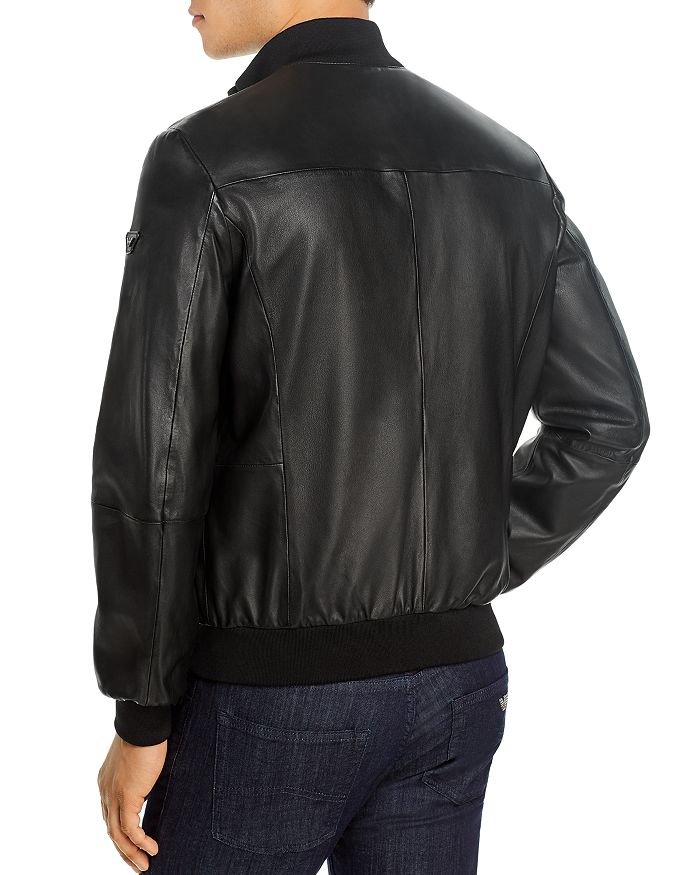 Emporio Armani Men's Napa Leather Bomber Jacket In Black | ModeSens