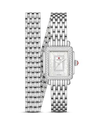 MICHELE Deco Madison Mini Stainless Steel Diamond Watch, 22mm x 35mm ...