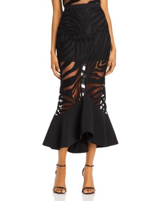 David Koma Zebra Macrame Flounce Skirt | Bloomingdale's