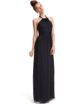 Amsale Halter Silk Gown with Rosette Detail | Bloomingdale's