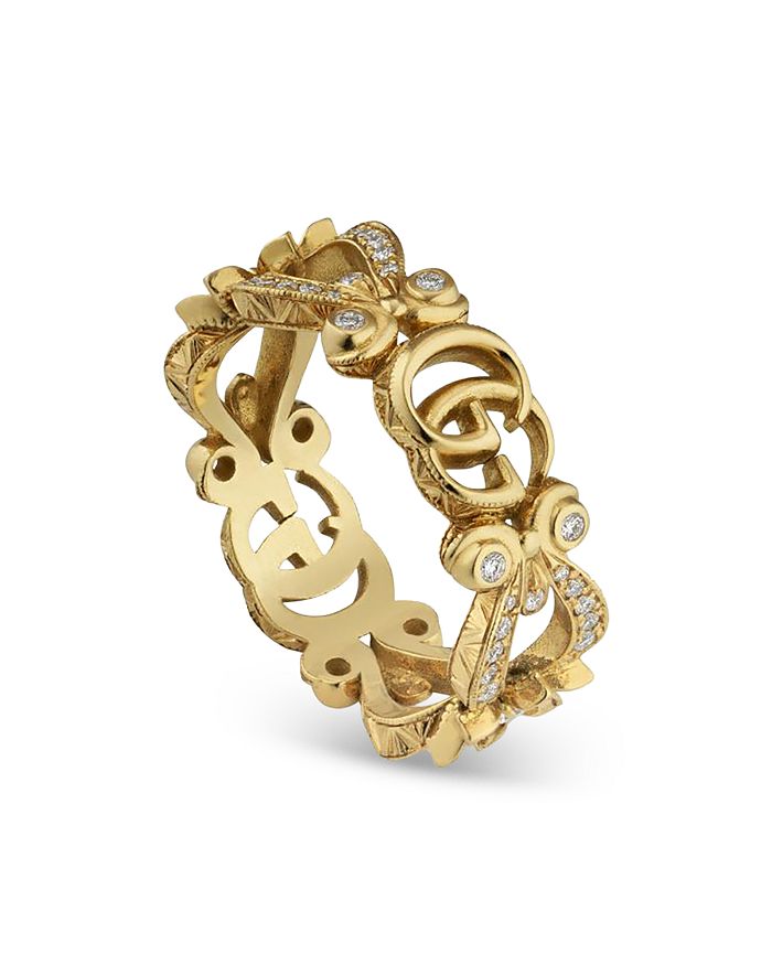 Gucci 18K Yellow Gold Flora Diamond Ring | Bloomingdale's