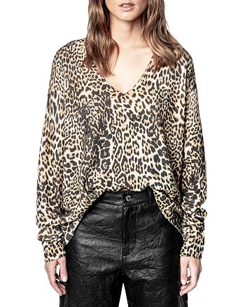 Zadig & Voltaire Rosy Leopard Print Cashmere Sweater | Bloomingdale's