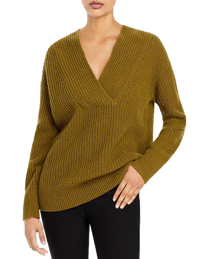 Vince Overlap V Neck Ribbed Tunic | Bloomingdale's