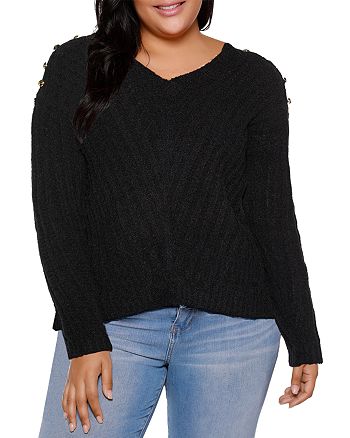 Belldini Plus Ribbed Button-Shoulder Sweater | Bloomingdale's