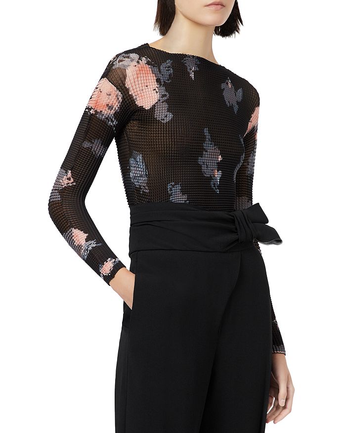 Armani Textured Rose Print Top | Bloomingdale's