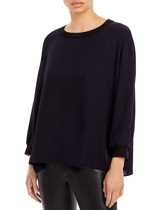 Vince Rib Trim Boat Neck Cotton Top | Bloomingdale's