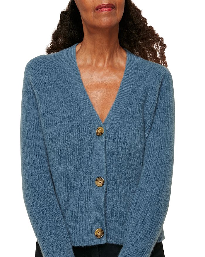 Whistles Rib Textured Wool Mix Cardigan | Bloomingdale's