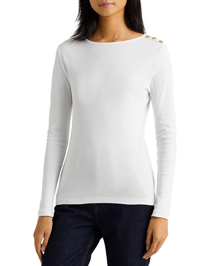 Ralph Lauren Button Shoulder Top | Bloomingdale's